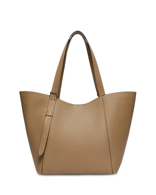 Max Mara Archetipo Tumbled Calfskin Trapezoid Tote - Mud