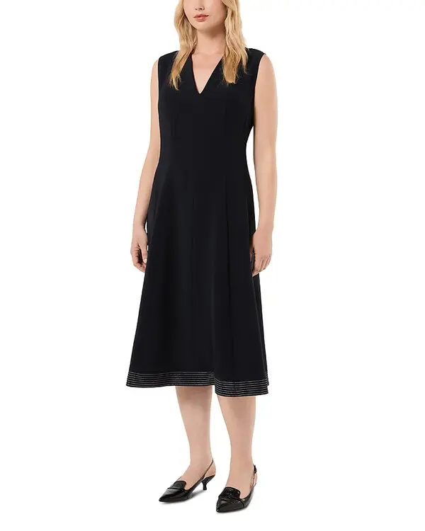 Marina Rinaldi V Neck Sleeveless Midi Dress - Midnight Blue