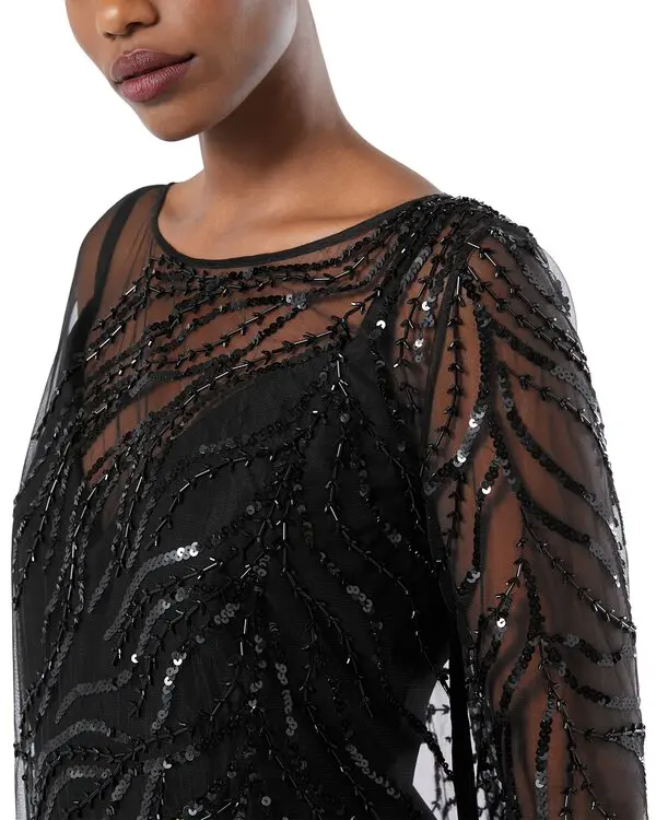 Marina Rinaldi Beaded Embroidered Tulle Dress