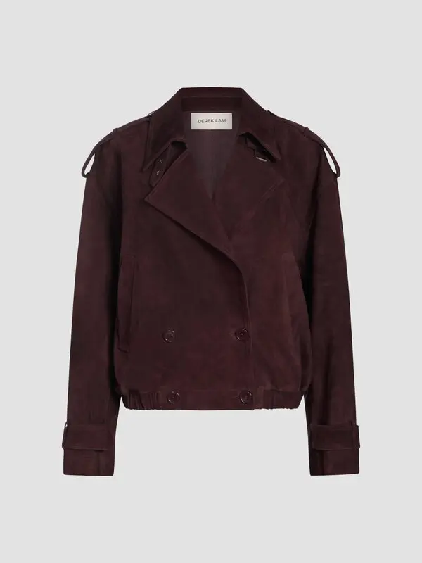 Derek Lam 10 Crosby Jane Suede Double-breasted Blouson Jacket