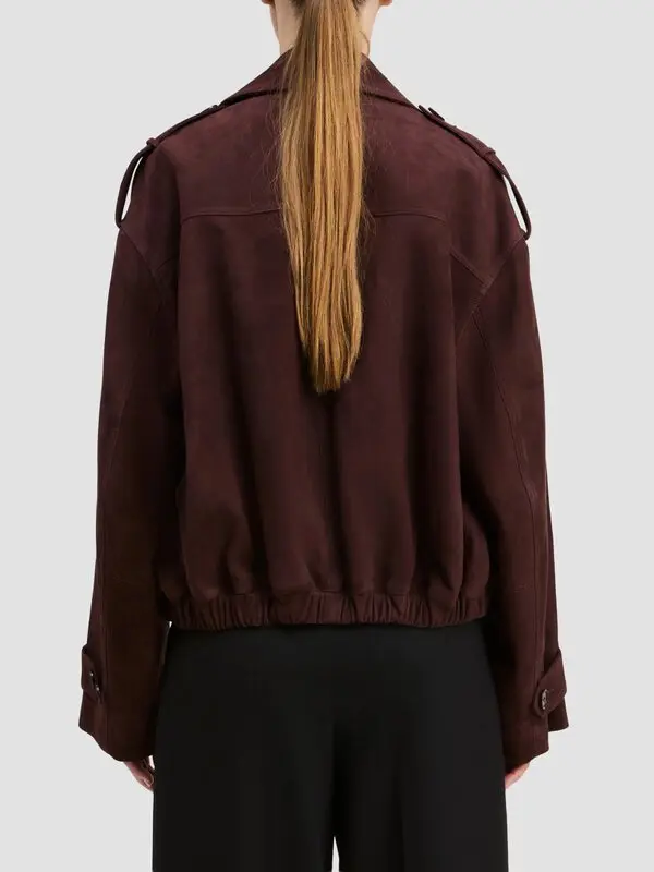 Derek Lam 10 Crosby Jane Suede Double-breasted Blouson Jacket