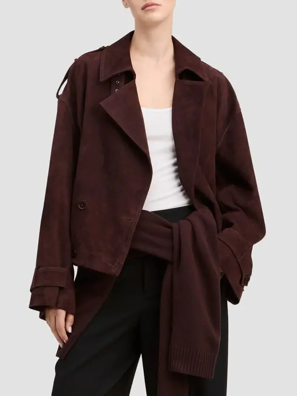 Derek Lam 10 Crosby Jane Suede Double-breasted Blouson Jacket