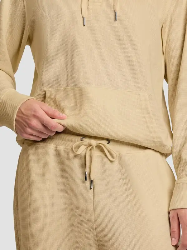 Onia Waffle Half Button Hoodie - Sand