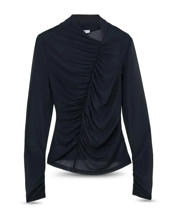 REISS Robyn Asymmetric Ruched Top - Navy