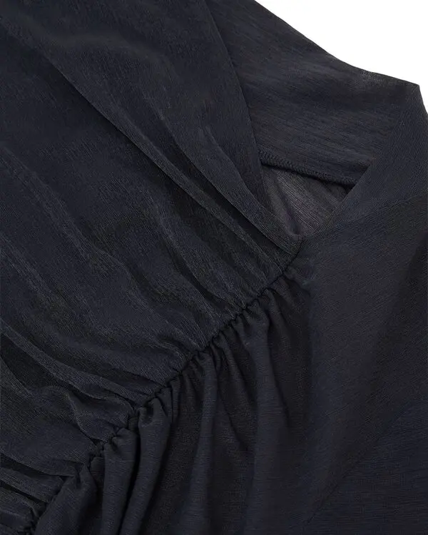 REISS Robyn Asymmetric Ruched Top - Navy