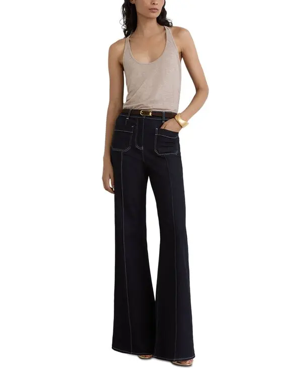 REISS Lidie Linen Scoop Neck Tank Top