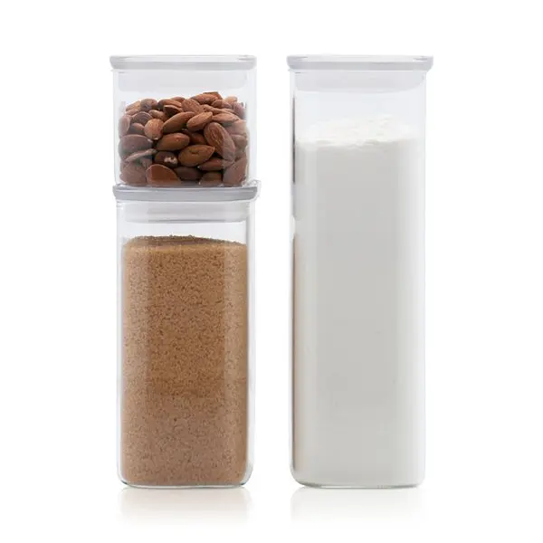 PEBBLY 3 Piece Rectangle Glass Storage Canister Set