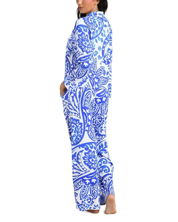 La Blanca Painted Paisley Pajama Set - Cobalt