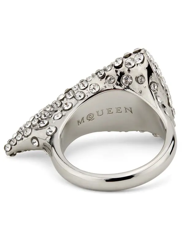 Alexander McQueen Silvertone & Glass Crystal Tiger's Claw Ring