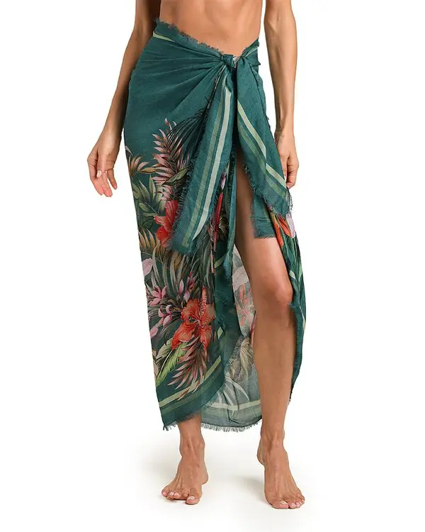 La Blanca Courtyard Palms Canga Sarong Swim Cover-up - Jungle