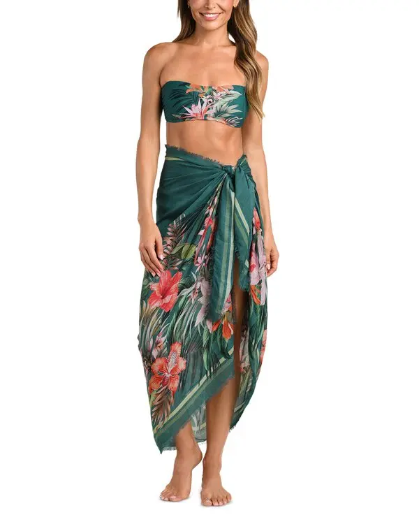 La Blanca Courtyard Palms Canga Sarong Swim Cover-up - Jungle