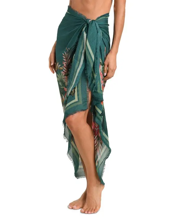 La Blanca Courtyard Palms Canga Sarong Swim Cover-up - Jungle
