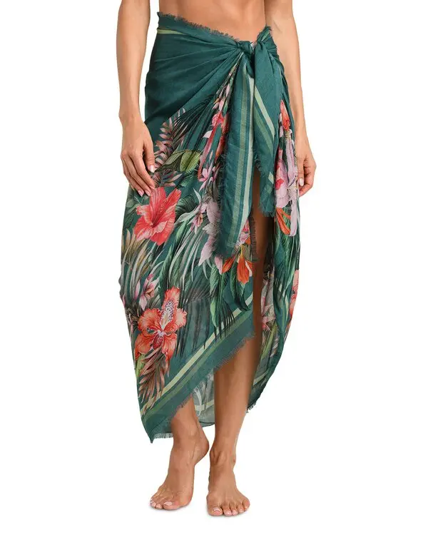 La Blanca Courtyard Palms Canga Sarong Swim Cover-up - Jungle