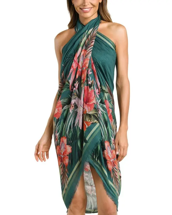 La Blanca Courtyard Palms Canga Sarong Swim Cover-up - Jungle