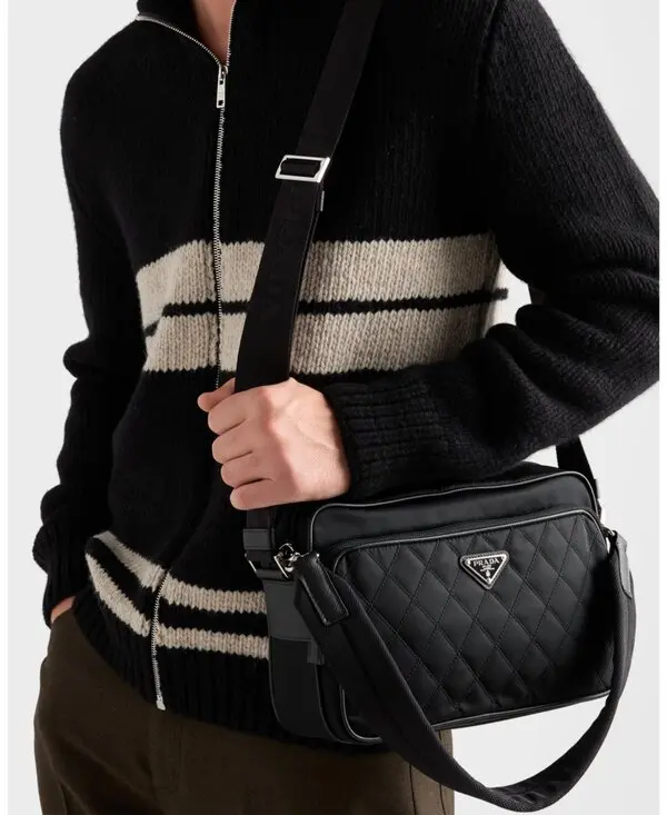 Prada Re-nylon And Leather Shoulder Bag - Black