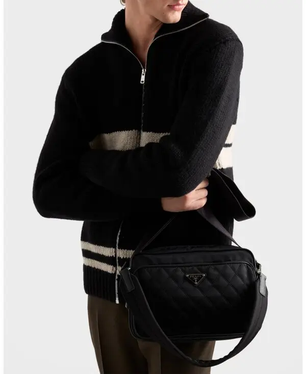 Prada Re-nylon And Leather Shoulder Bag - Black