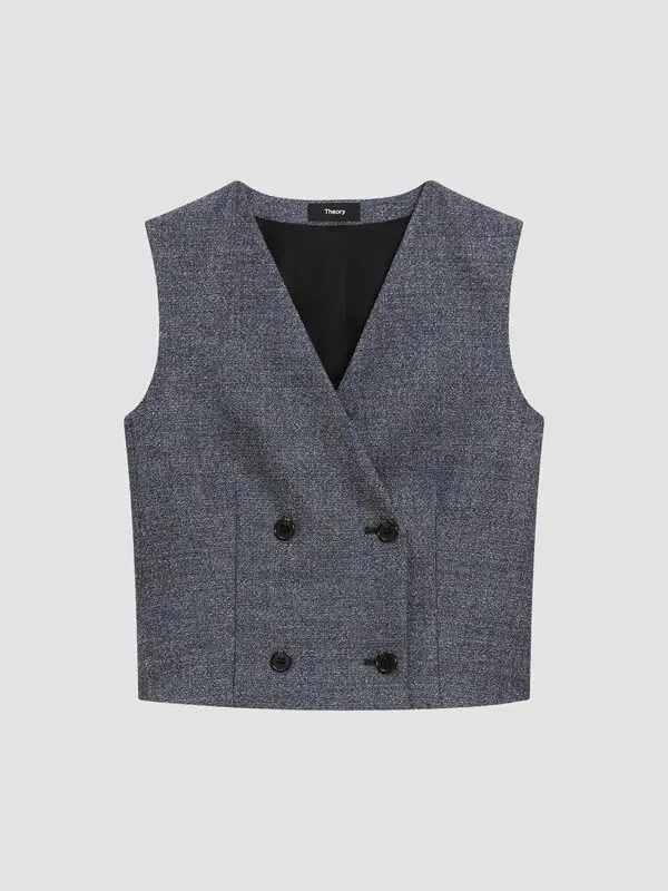 Theory Shrunken Double-breasted Virgin Wool Vest