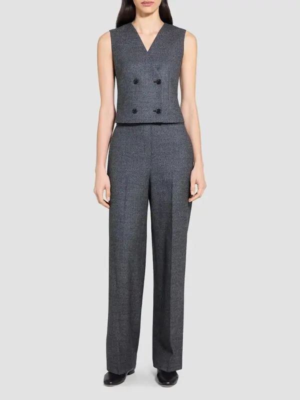 Theory Shrunken Double-breasted Virgin Wool Vest
