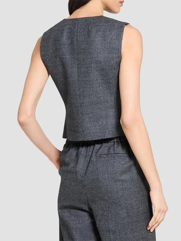 Theory Shrunken Double-breasted Virgin Wool Vest