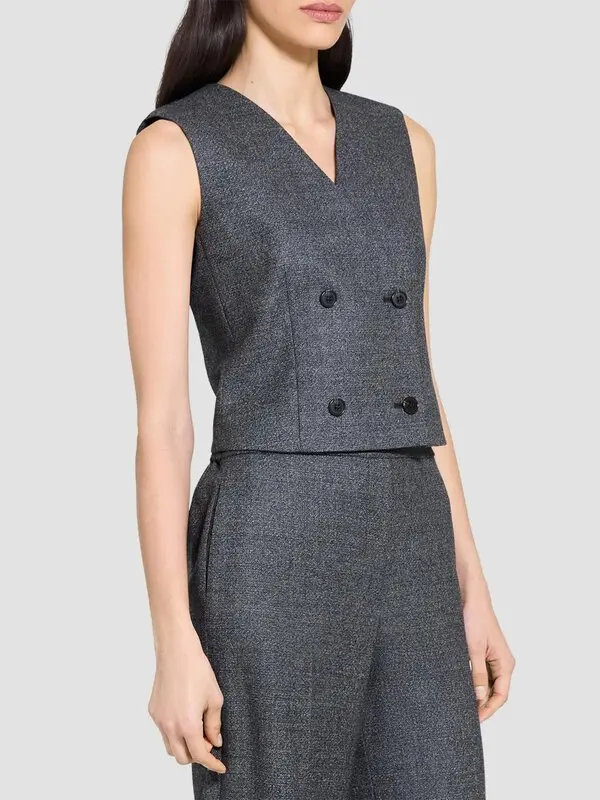 Theory Shrunken Double-breasted Virgin Wool Vest