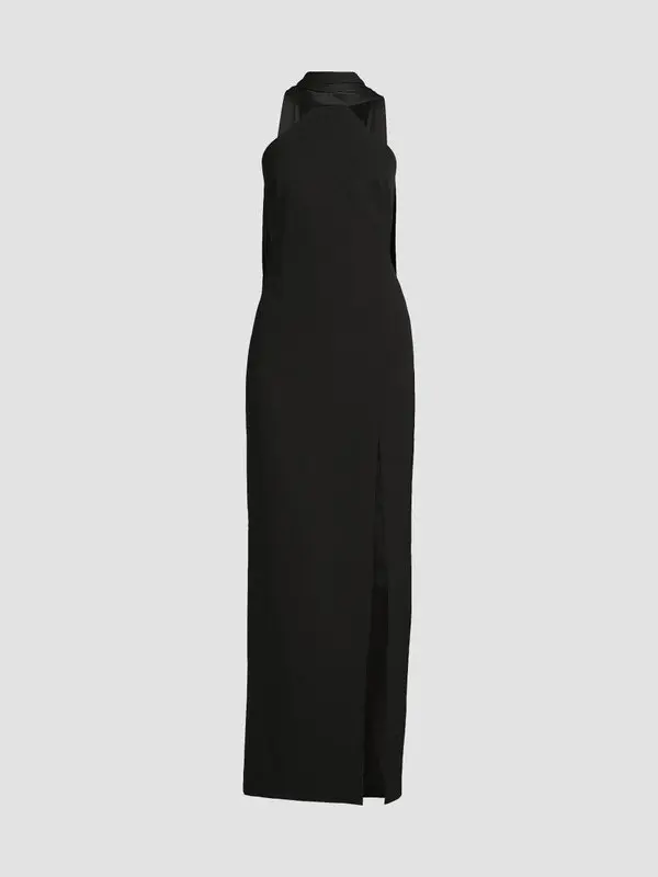 Aidan Mattox Bonded Crêpe Scarf Column Gown
