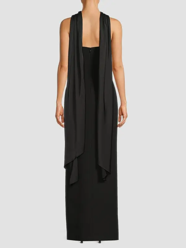 Aidan Mattox Bonded Crêpe Scarf Column Gown