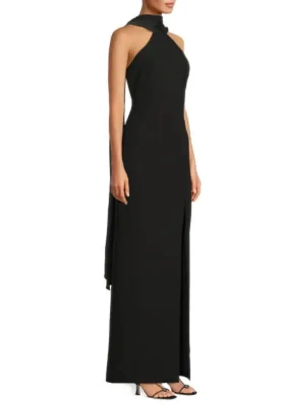 Aidan Mattox Bonded Crêpe Scarf Column Gown