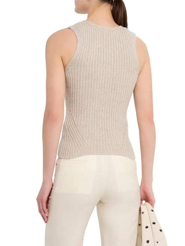 REISS Alethia Rib-knit Linen-blend Tank
