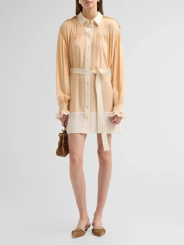Ulla Johnson Linnea Silk Self-belt Mini Shirtdress