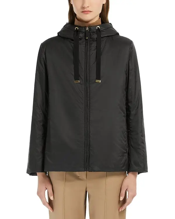 Max Mara Hooded Zip Front Quilted Jacket