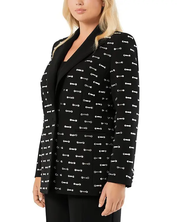 Marina Rinaldi Geometric Rhinestone Blazer - Black