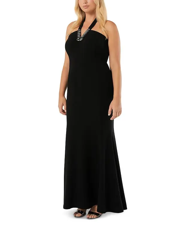 Marina Rinaldi Embroidered Beaded Cape Dress