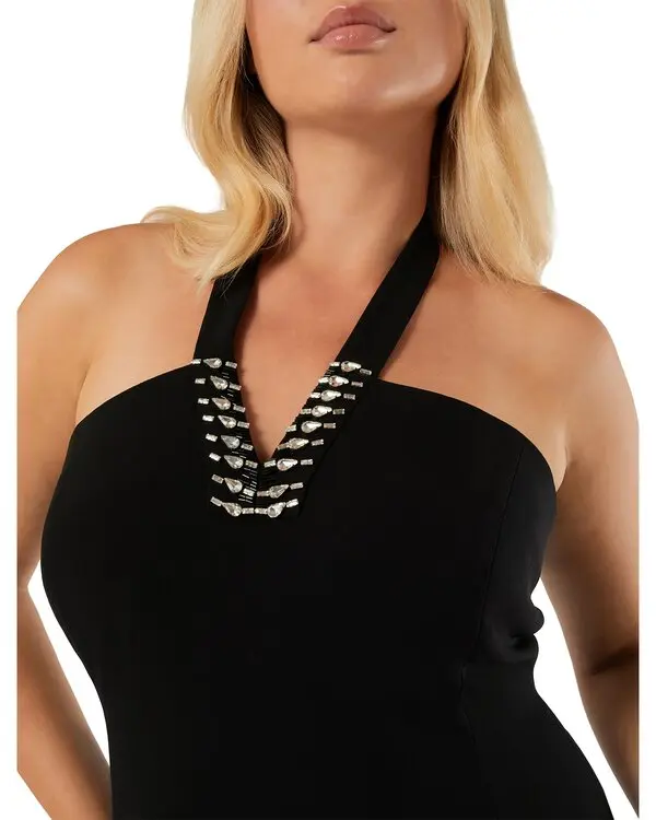 Marina Rinaldi Embroidered Beaded Cape Dress
