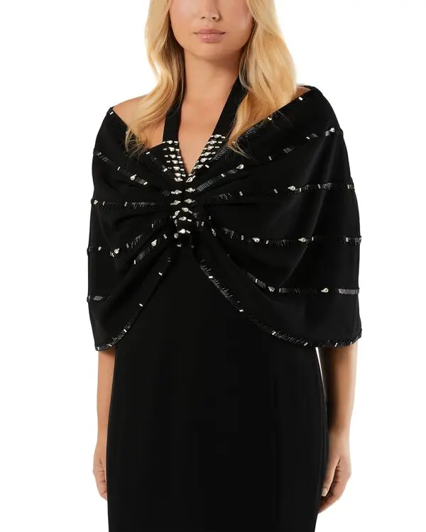 Marina Rinaldi Embroidered Beaded Cape Dress