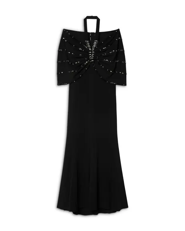 Marina Rinaldi Embroidered Beaded Cape Dress