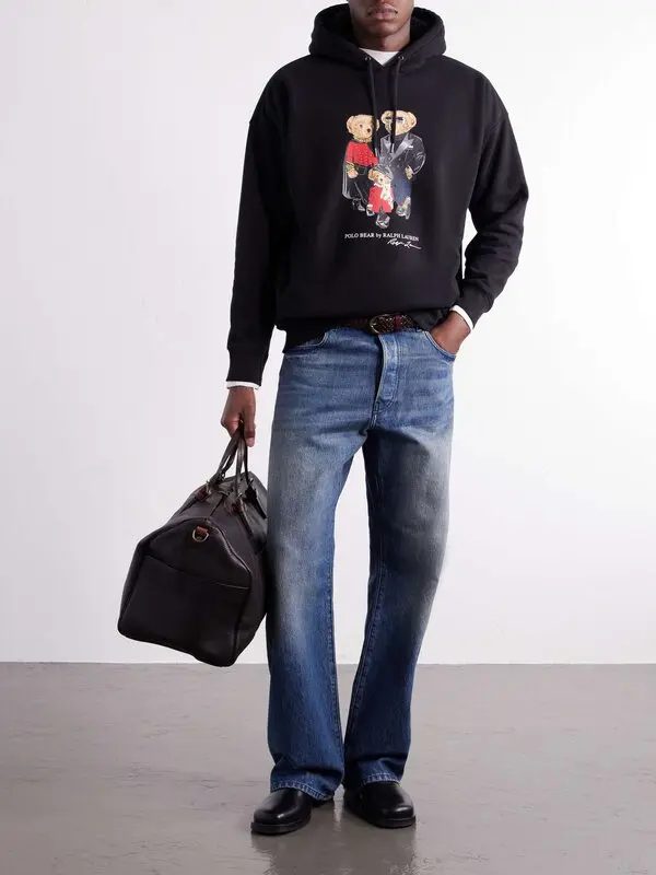 Polo Ralph Lauren Polo Bear Printed Cotton-blend Jersey Hoodie