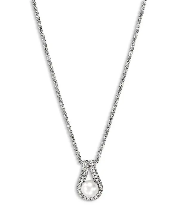 John Hardy Sterling Surf Cultured Freshwater Pearl & Diamond Pendant Necklace - Silver
