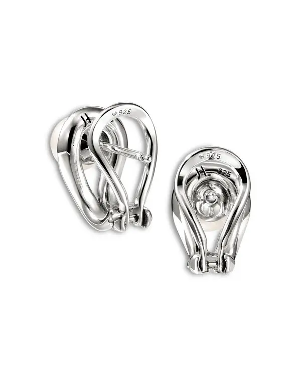 John Hardy Sterling Surf Cultured Freshwater Pearl Omega Earrings