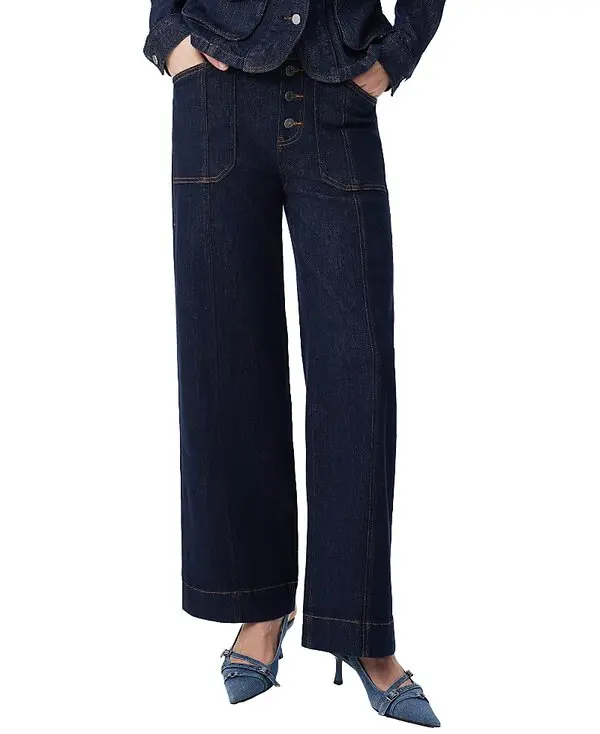 BAYEAS High Rise Straight Leg Denim Jeans With Wide Cuffed Hems - Pop