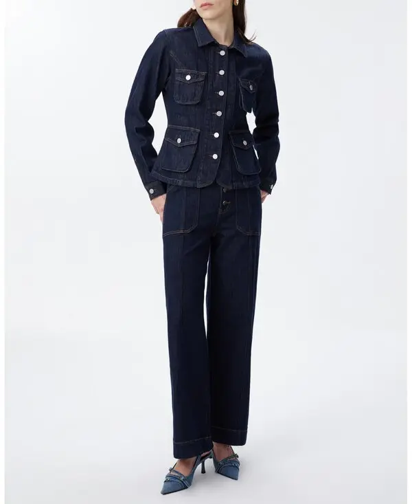BAYEAS High Rise Straight Leg Denim Jeans With Wide Cuffed Hems