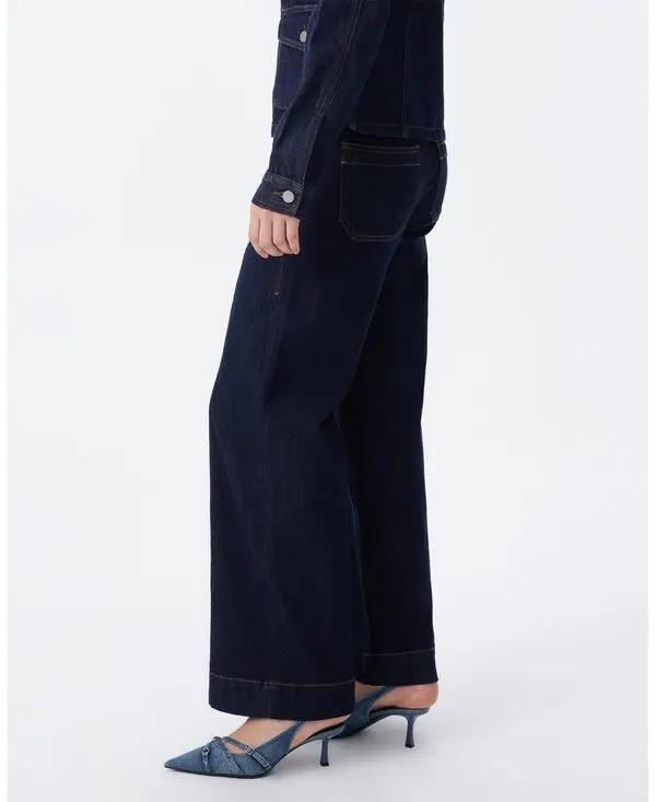 BAYEAS High Rise Straight Leg Denim Jeans With Wide Cuffed Hems