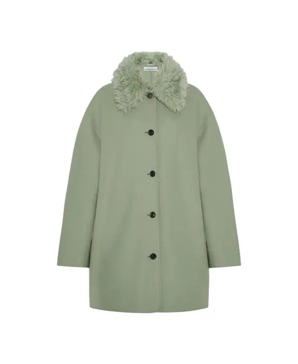 Another Tomorrow Fur Collar Balmacaan