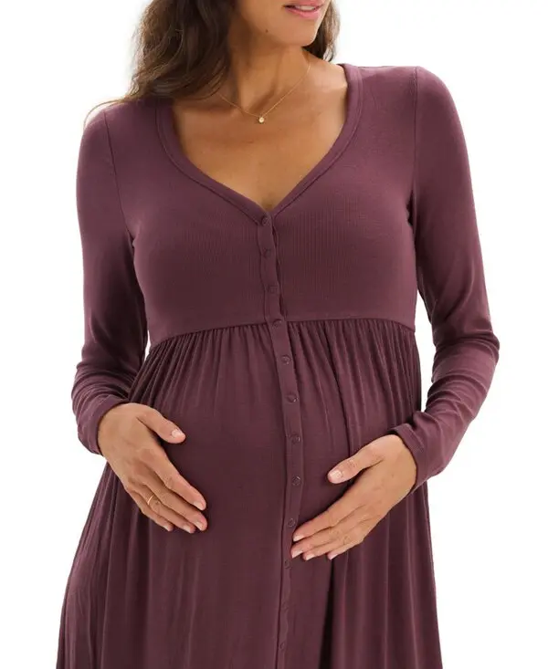 Hatch Collection The Softest Rib Nursing Dress - Prune