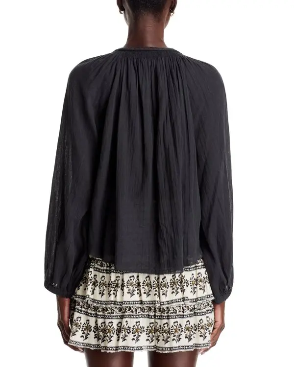 Isabel Marant Étoile Hivane Cotton Braided Split Neck Top