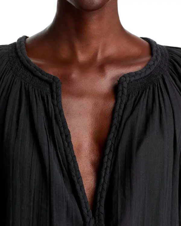 Isabel Marant Étoile Hivane Cotton Braided Split Neck Top