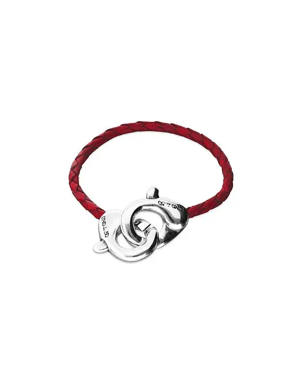 UNODE50 Red Leather Strap With Interlocking Carabiner Detail - Silver