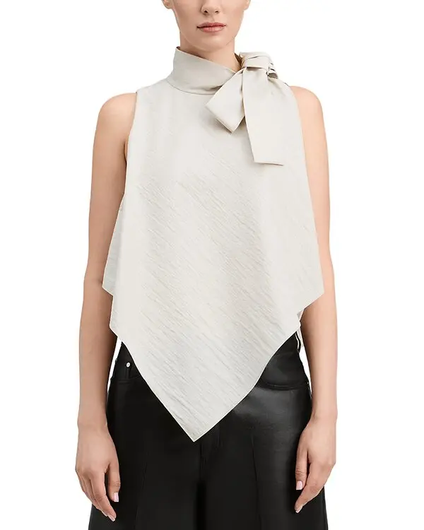 Derek Lam 10 Crosby Alva Cotton Blend High Neck Asymmetric Top
