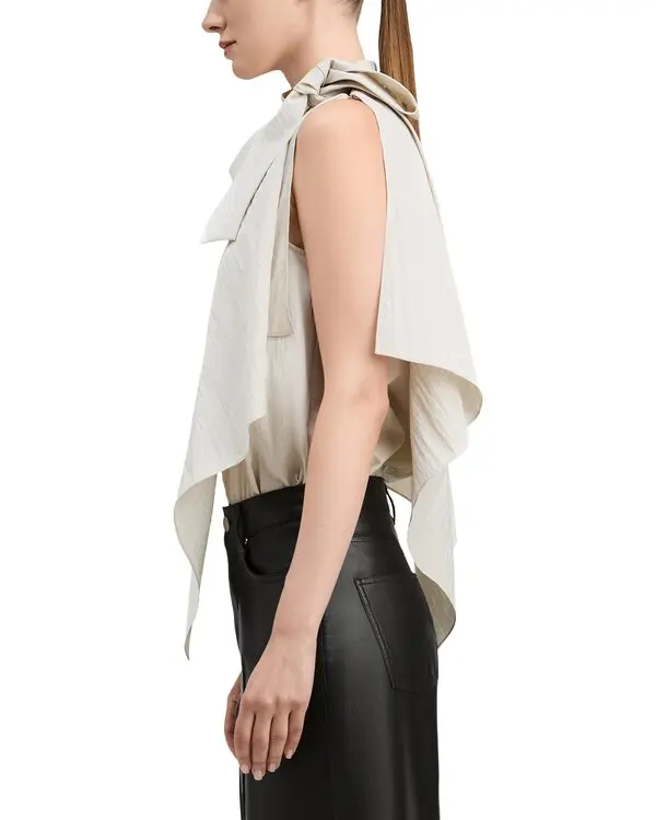 Derek Lam 10 Crosby Alva Cotton Blend High Neck Asymmetric Top