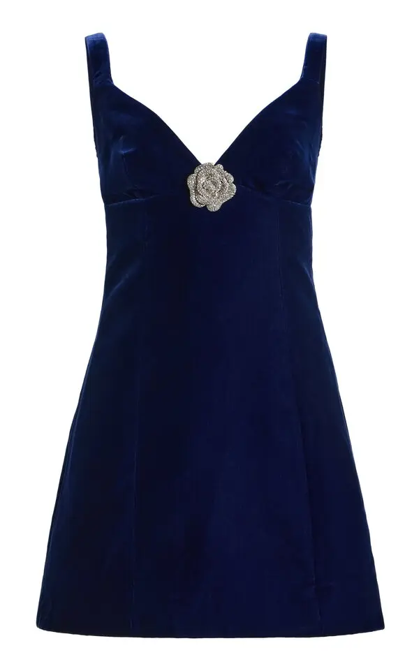 Cara Cara Gracie Velvet Mini Dress - Blue