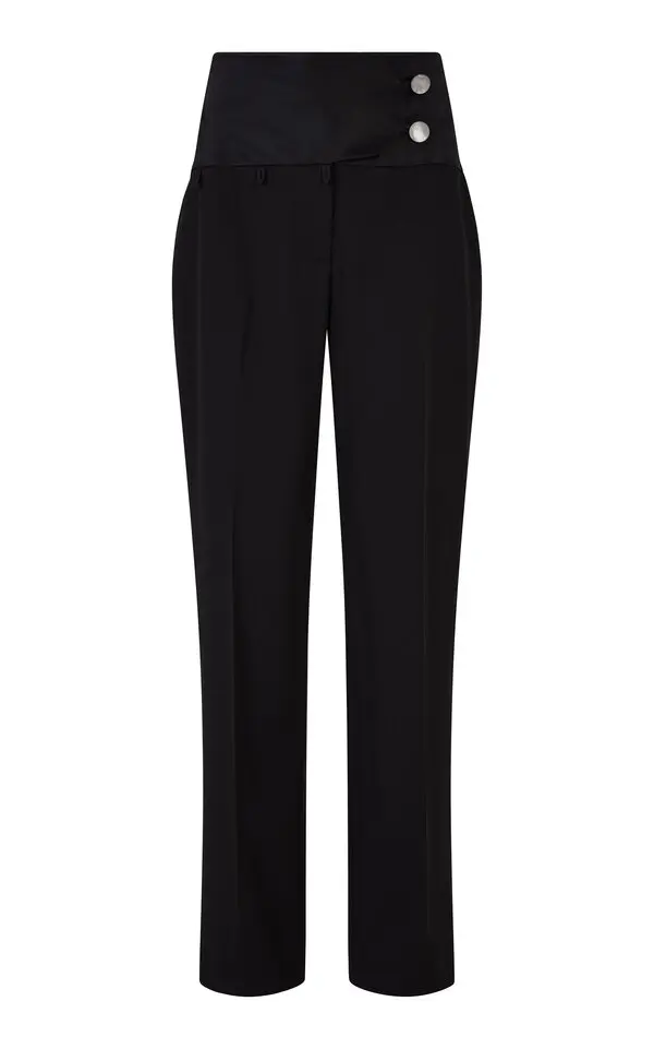 CONNER IVES High-rise Wool Straight-leg Pants - Black
